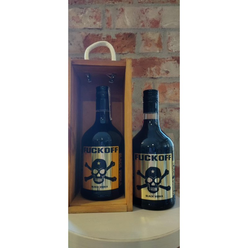Fuckoff Black Vodka 0,7/40% w drewnianej skrzynce. - ELITA Alkohole Świata